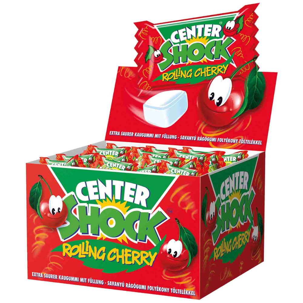 Center Shock Rolling Cherry Chewing Gums - 100 pcs box – Euro Food Mart