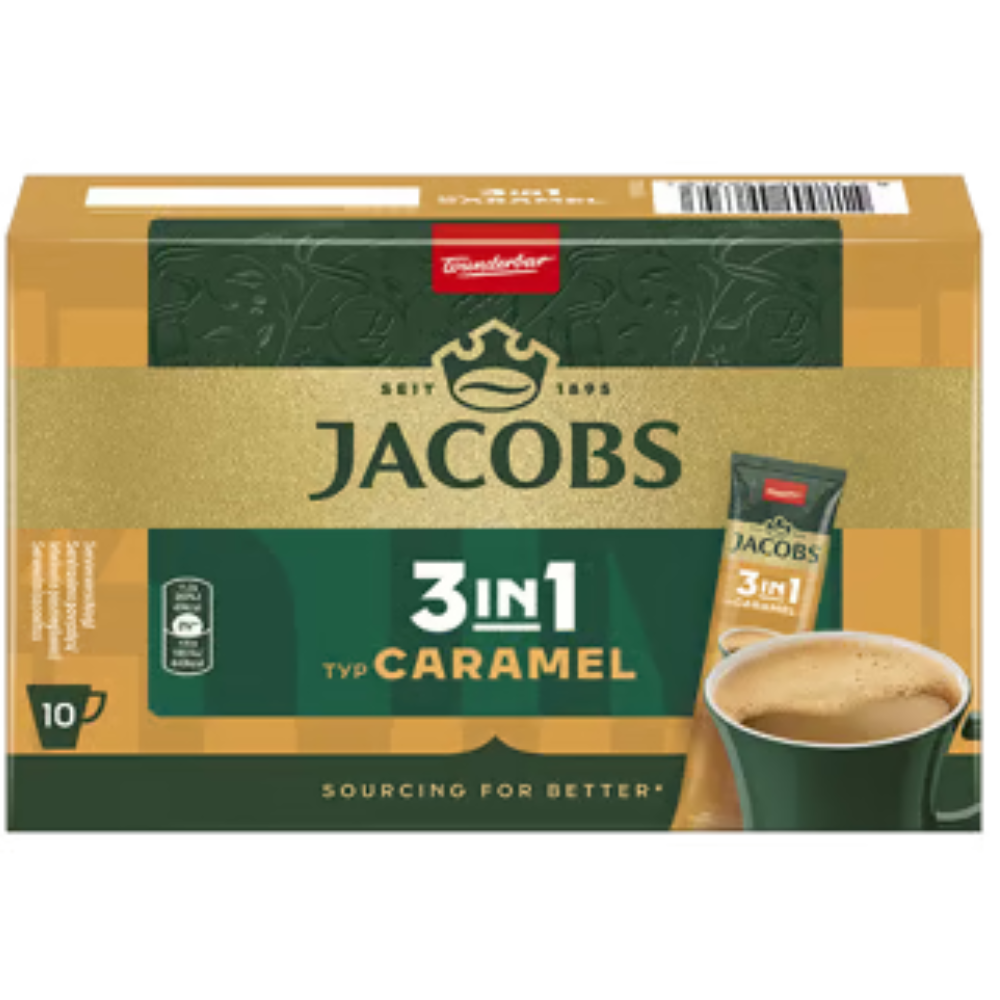 Jacobs Caramel 3 in 1 Instant Coffee Box of 10 sticks x 11.2 g – Euro ...