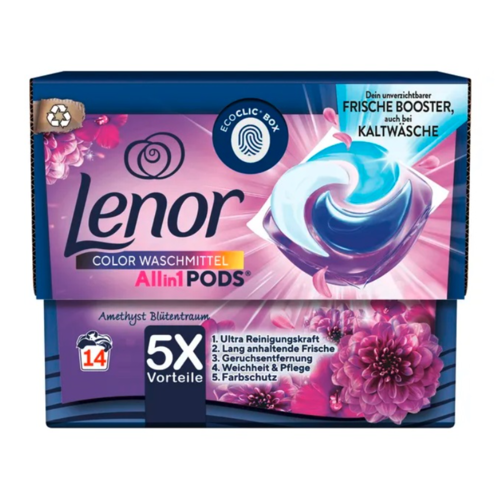 Lenor Amethyst Blossom Dream All in 1 Pods Detergent -14 WL – Euro Food ...