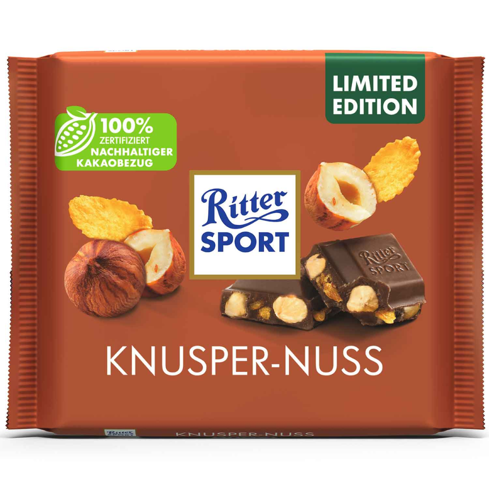 Ritter Sport Milk Chocolate w/ Whole Hazelnuts & Cornflakes - 100g ...